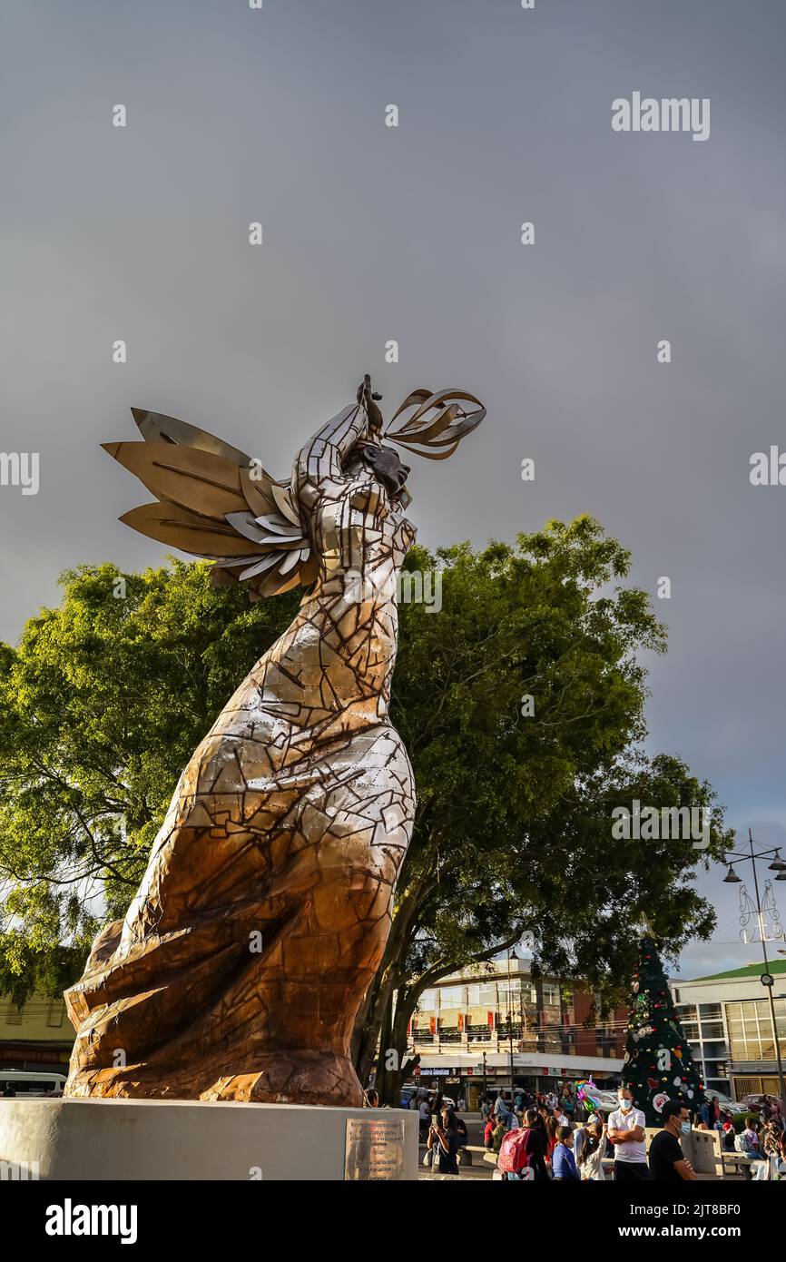 Beautiful aerial cinematic footage of the ruins, the CostaRican Flag ...