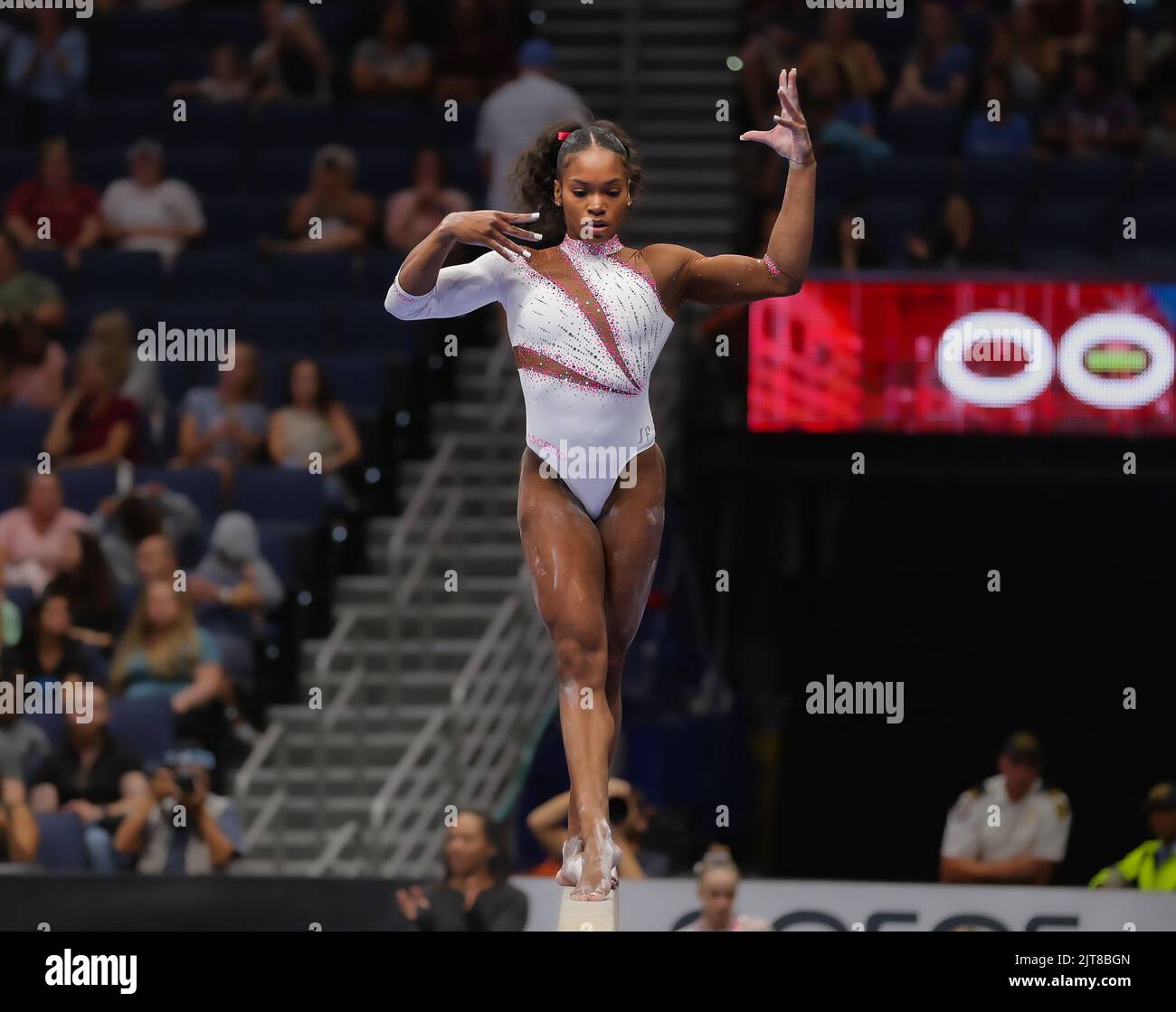 August 19, 2022: Shilese Jones of Ascend competes on the balance beam ...
