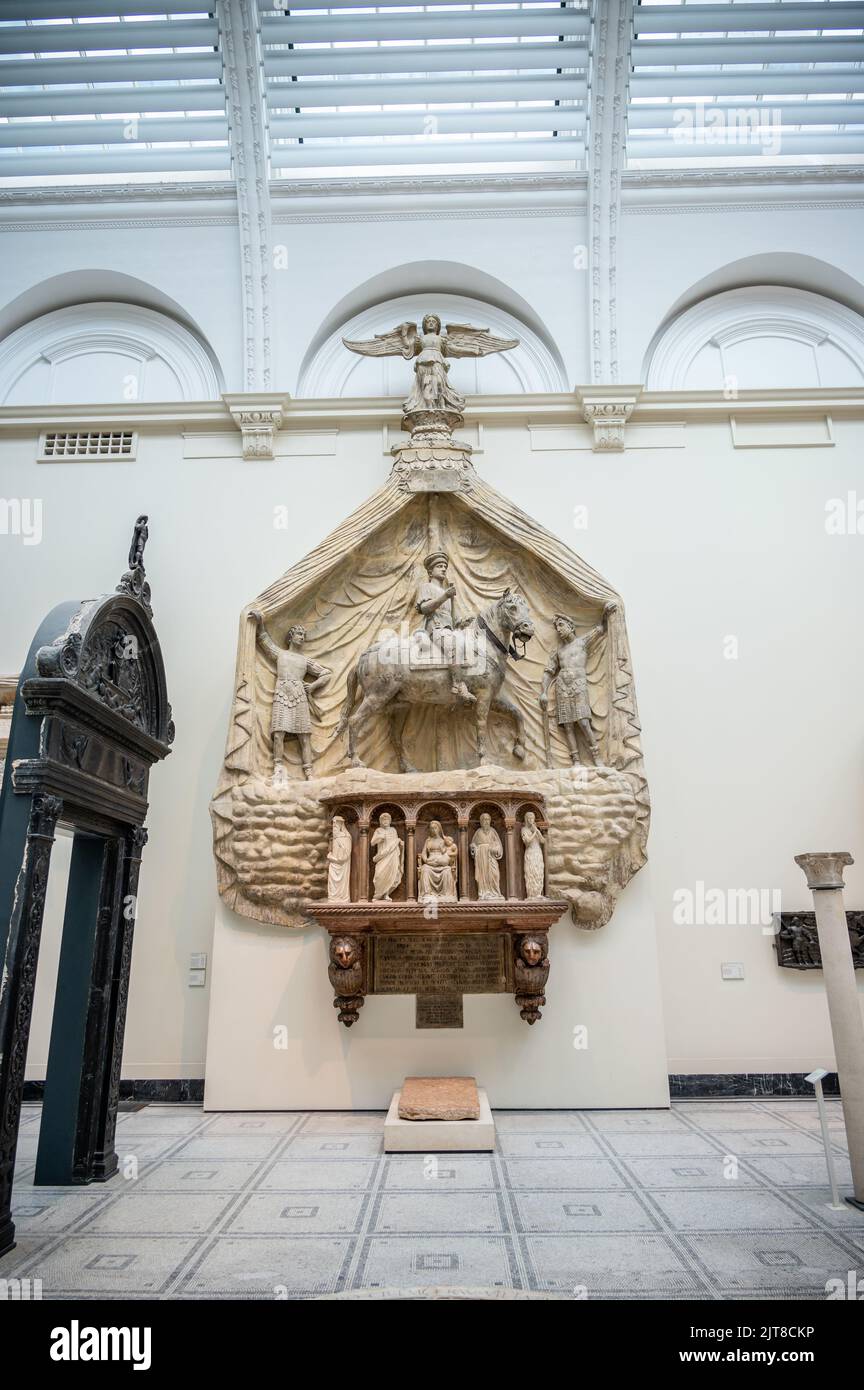 London, UK - August 24, 2022: Exhibits inside the Victoria and Albert Museum in the Kensington ...