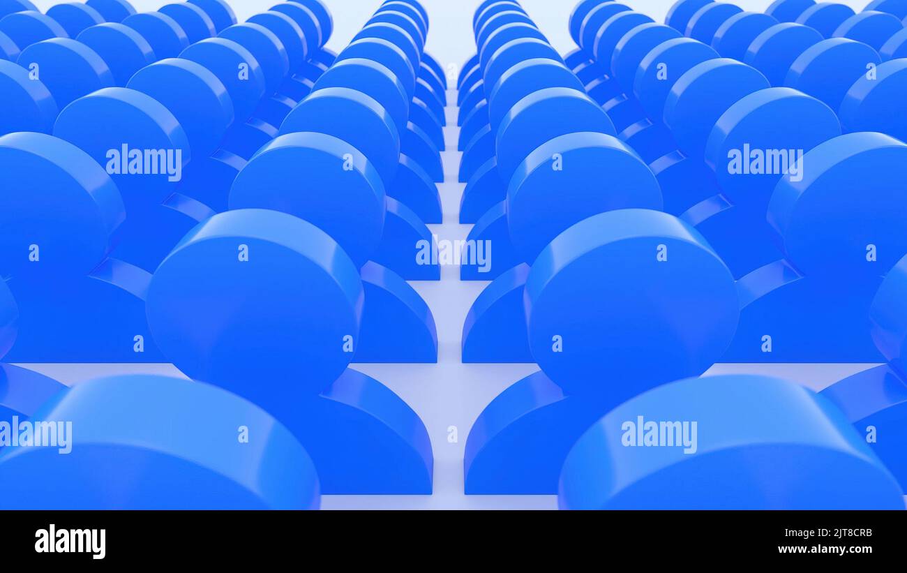 A 3D visualization of blue figures representing the crowd Stock Photo ...