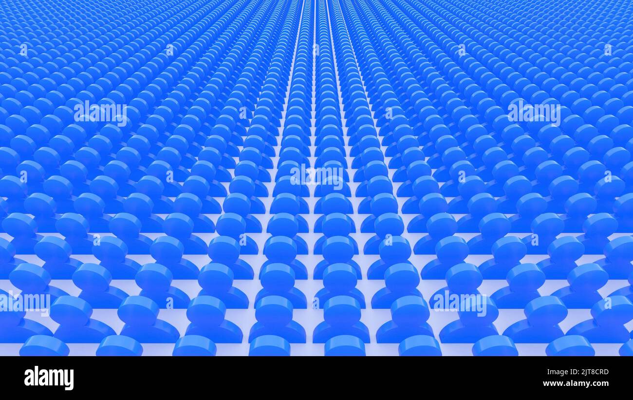 A 3D visualization of blue figures representing the crowd Stock Photo ...