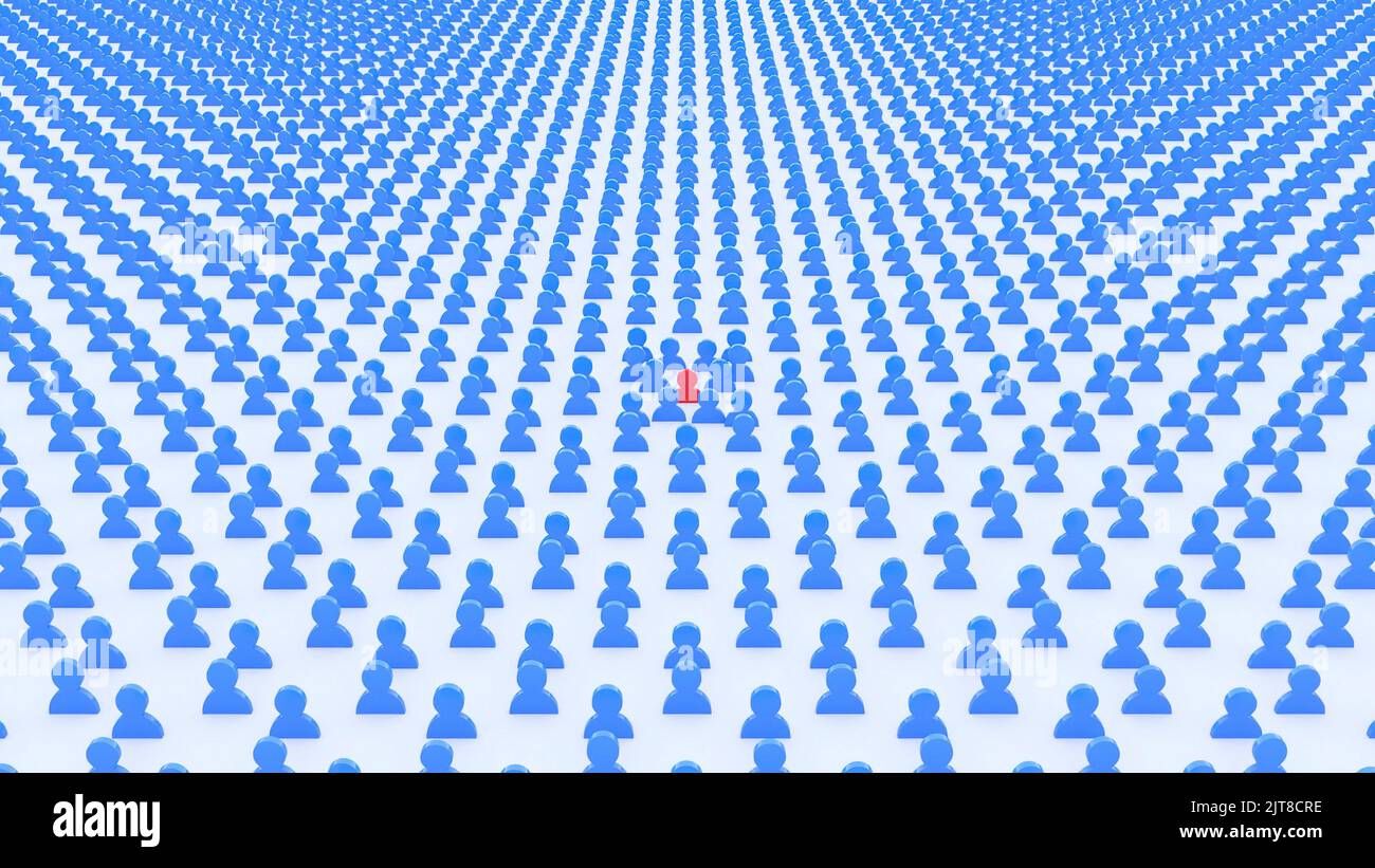 A 3D visualization of a red colored person in the crowd Stock Photo - Alamy