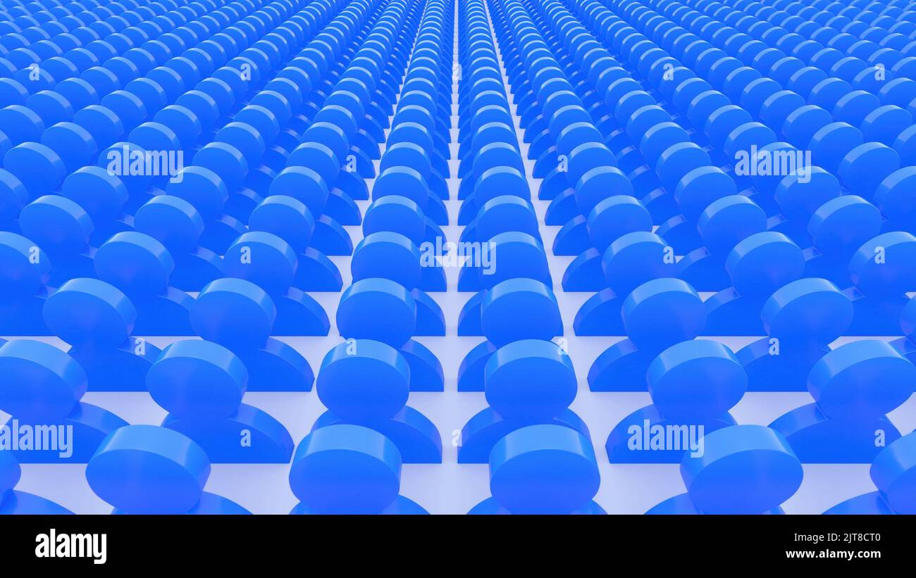A 3D visualization of blue figures representing the crowd Stock Photo ...