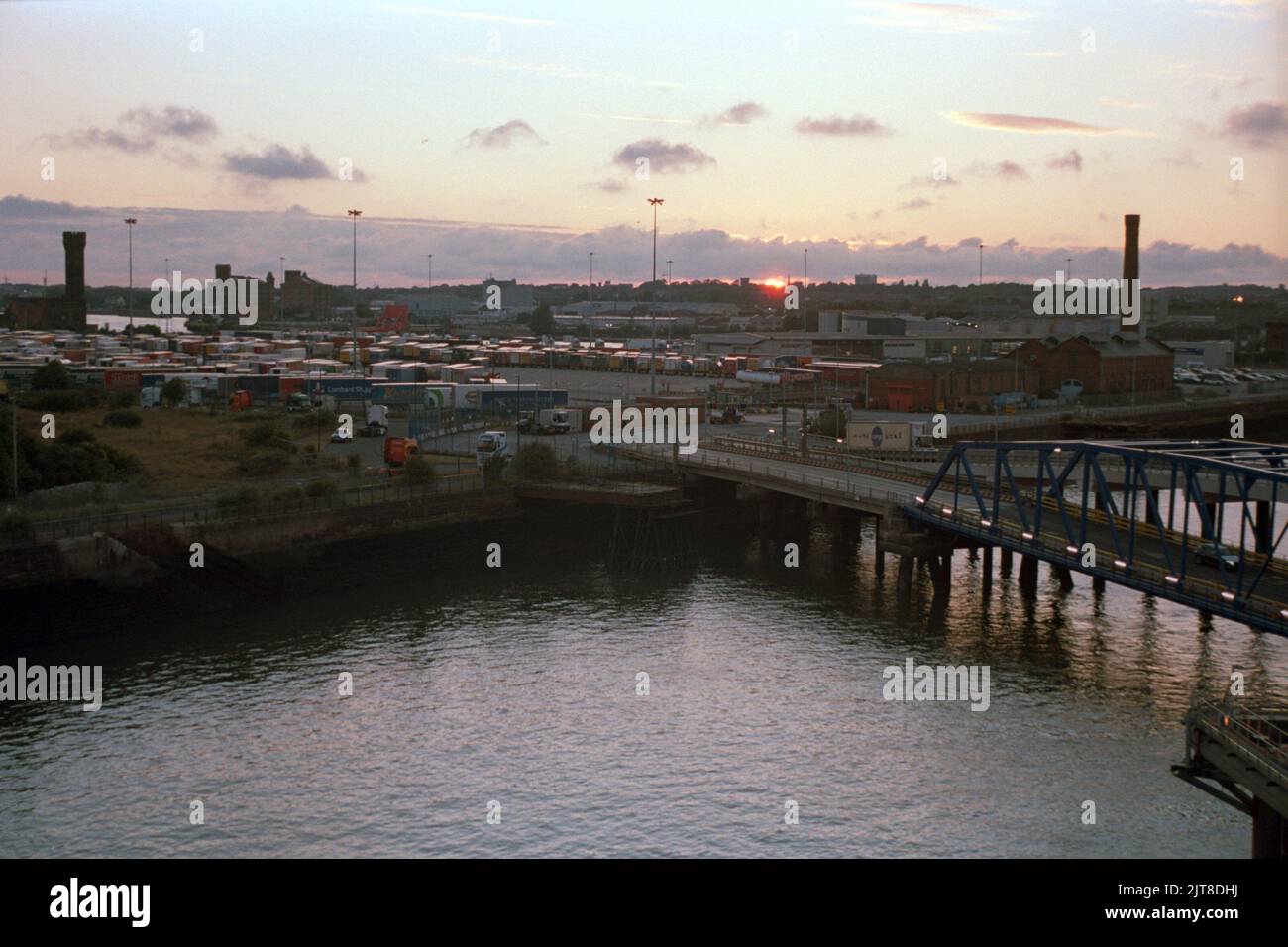 Liverpool, UK - 30 June 2022: The lorry park of Birkenhead ferry ...