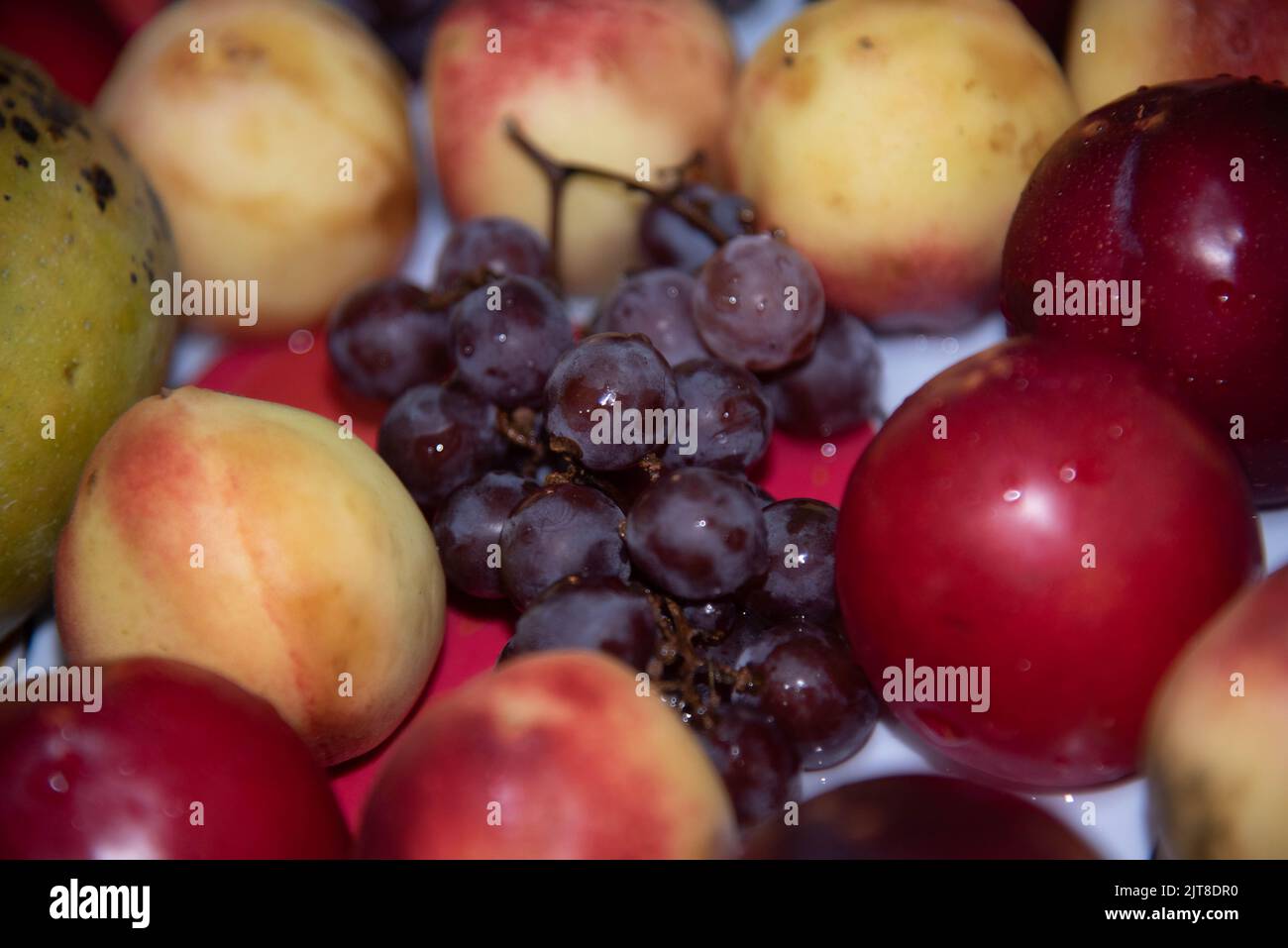 Tray with fresh tropical fruits. Natural fruits ready to eat. Fruits ...