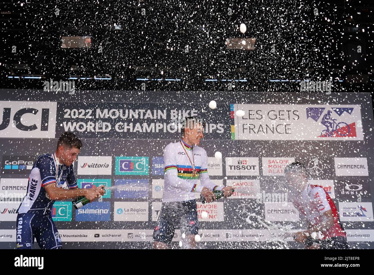 AVONDETTO Simone, AZZARO Mathis,SCHATTI Luca during Podium UCI Mountain ...