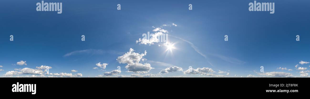 Seamless clear blue sky hdri panorama 360 degrees angle view with ...