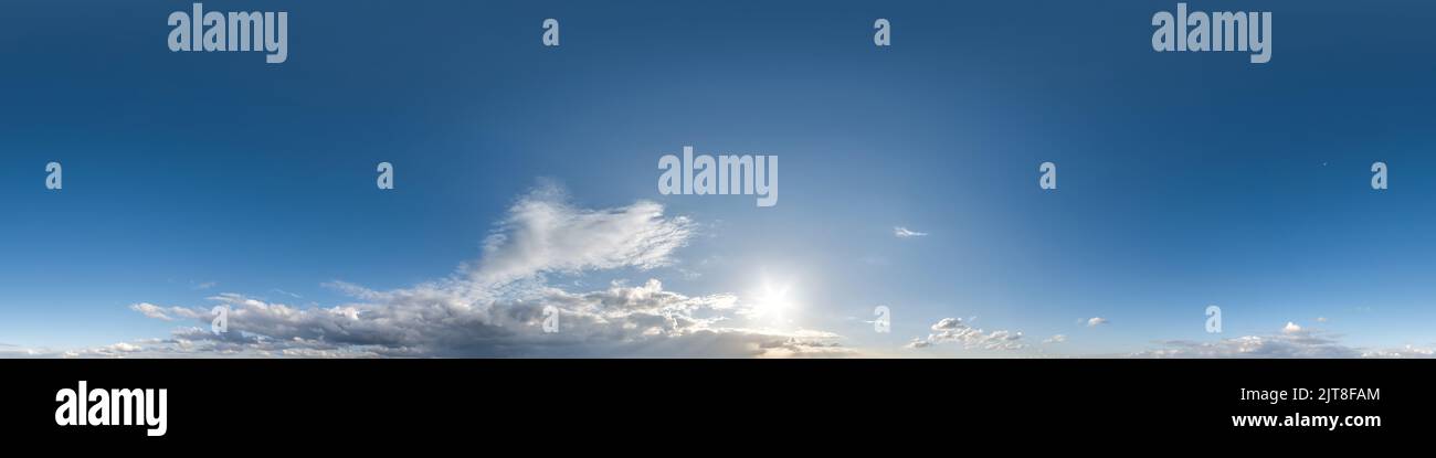Seamless clear blue sky hdri panorama 360 degrees angle view with ...