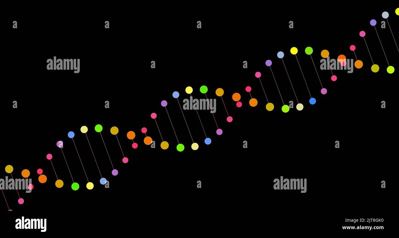 A Colorised visualization of DNA on a black background Stock Photo - Alamy