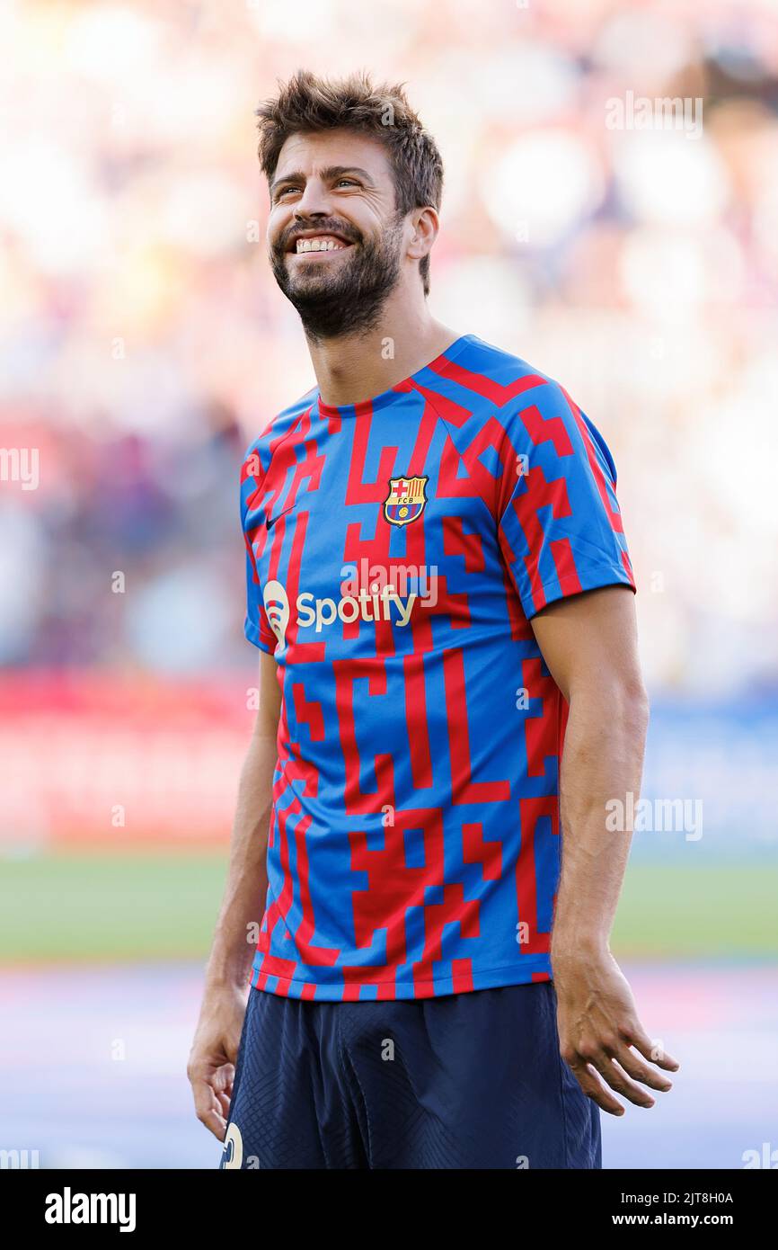 Barcelona, Spain. 28th Aug, 2022. Pique smiles prior to the LaLiga ...