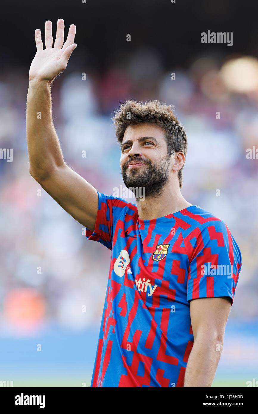 Barcelona, Spain. 28th Aug, 2022. Pique smiles prior to the LaLiga ...