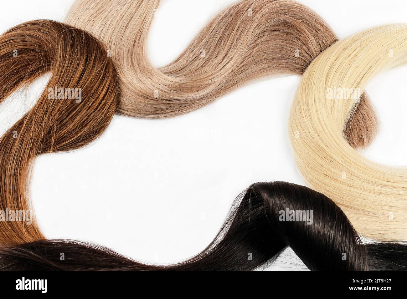 Frame with copy space from hair samples for extension,different colors ...