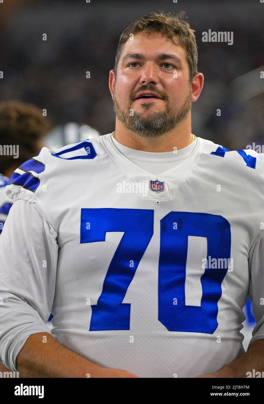 August 26 2022: Dallas Cowboys guard Zack Martin (70) on the sidelines ...