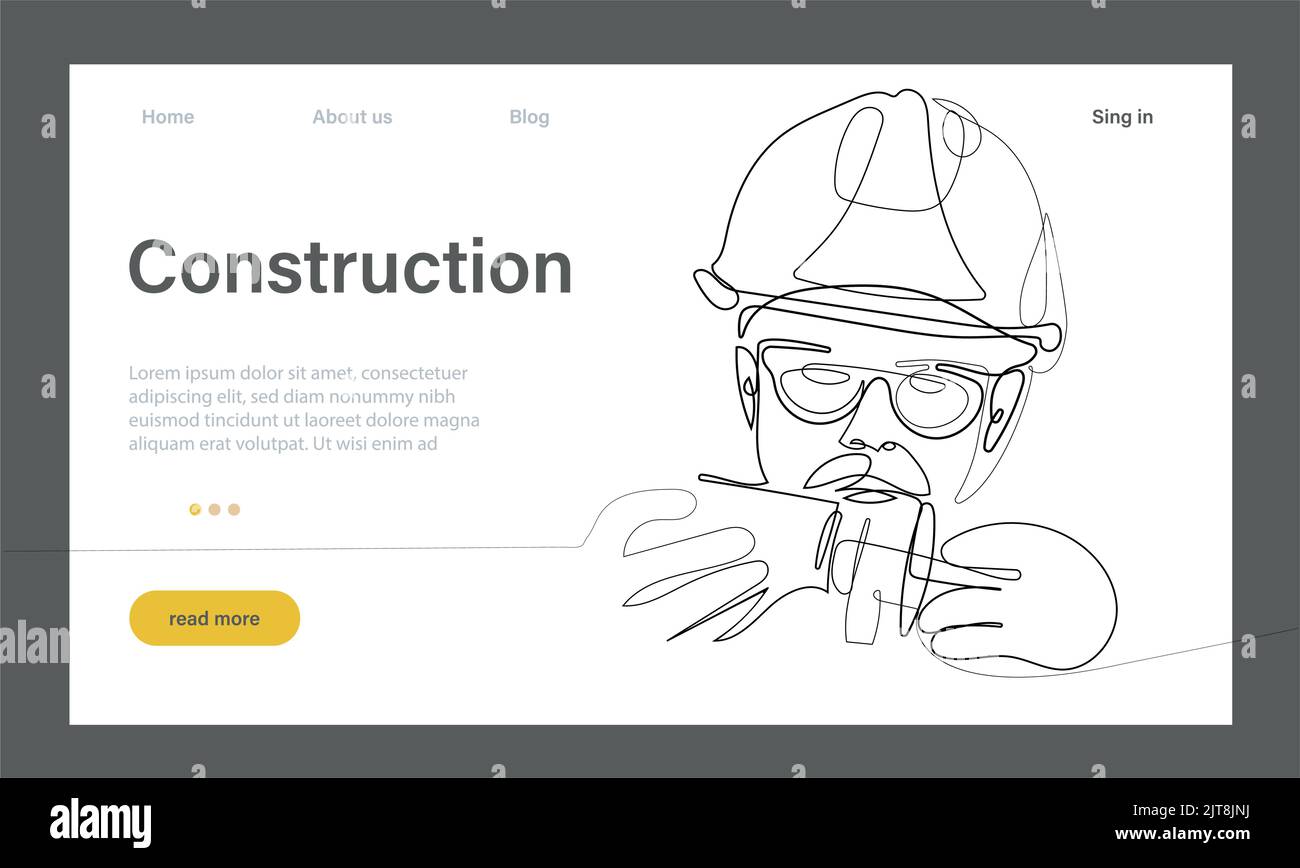 Vector landing page of architecture works with protective face masks ...
