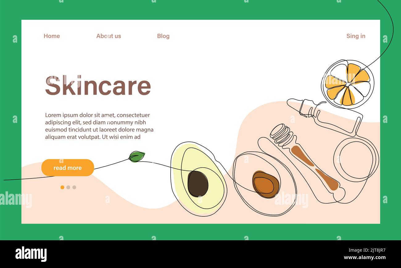 Skin care concept. Landing page template. Morning routine. Bath time ...