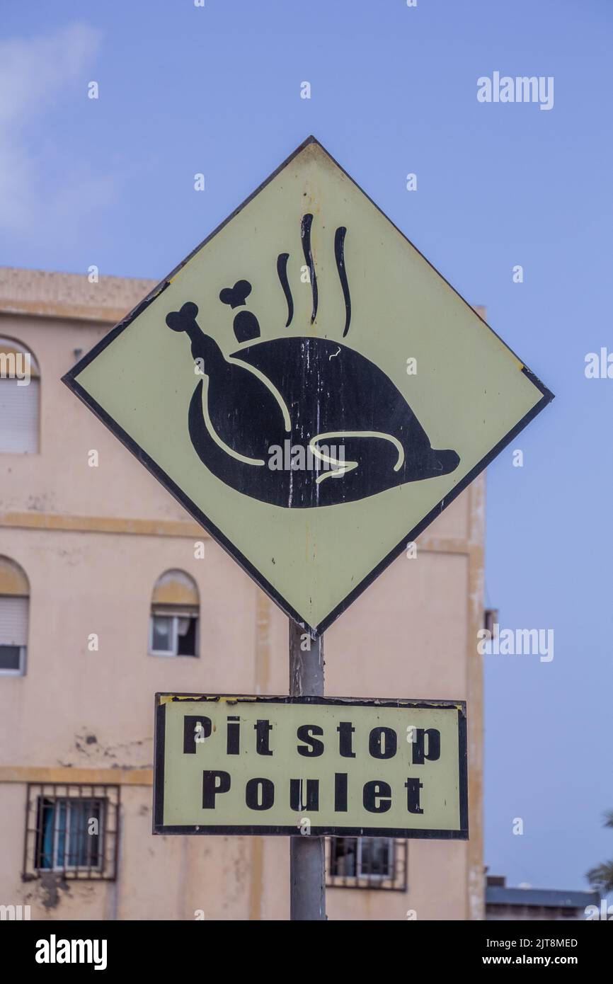 Pit stop Poulet (Chicken) sign in Djibouti, capital of Djibouti Stock ...