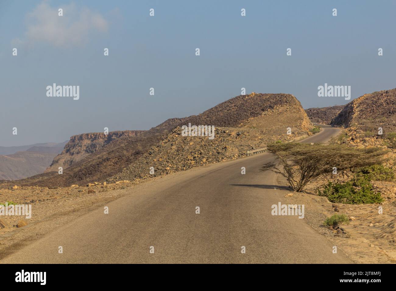 RN9 road through the desert landscape of Djibouti Stock Photo - Alamy