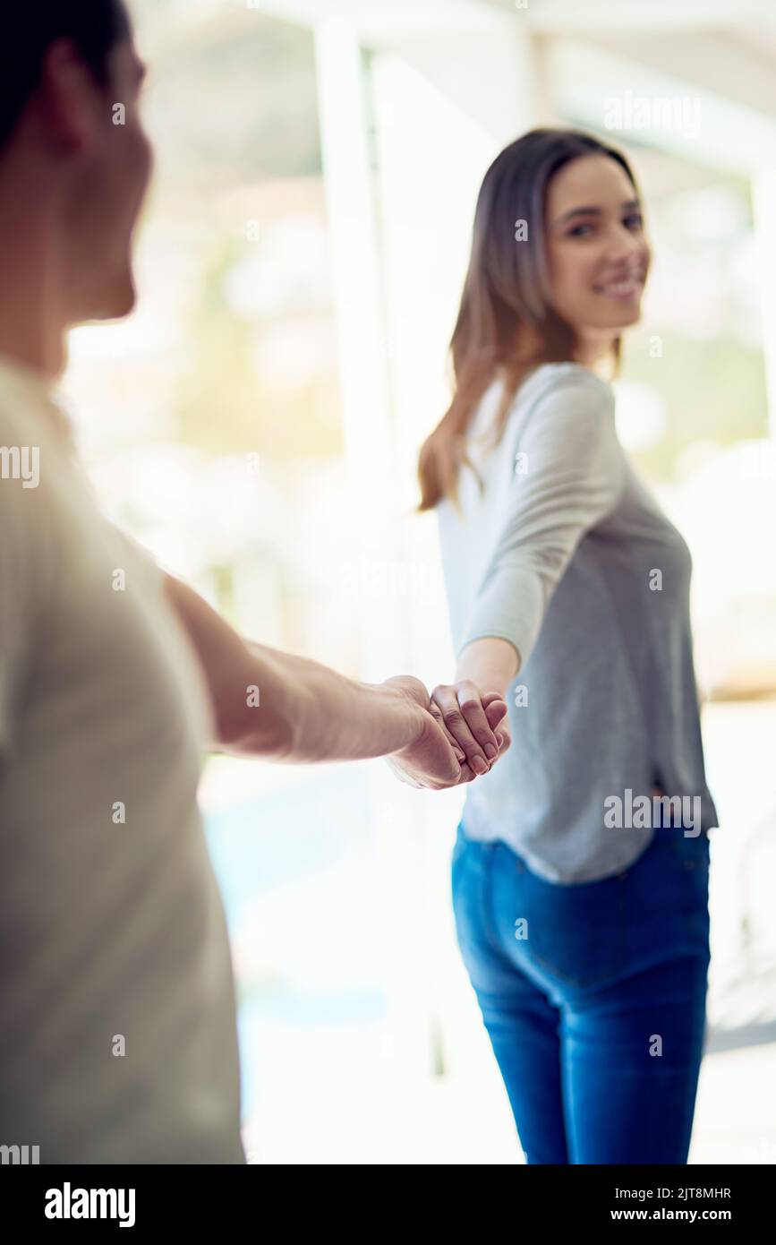 Follow me to that forever kind of love. a young woman holding her ...