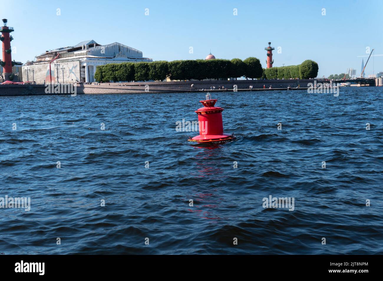 RUSSIA, PETERSBURG - AUG 20, 2022: buoy red waves ocean float bay ...