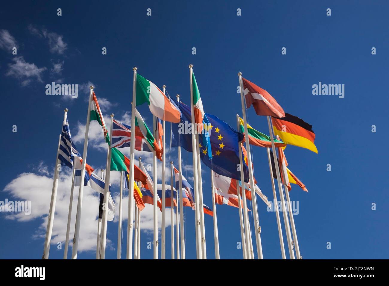 International flags of the countries belonging to the European Union ...