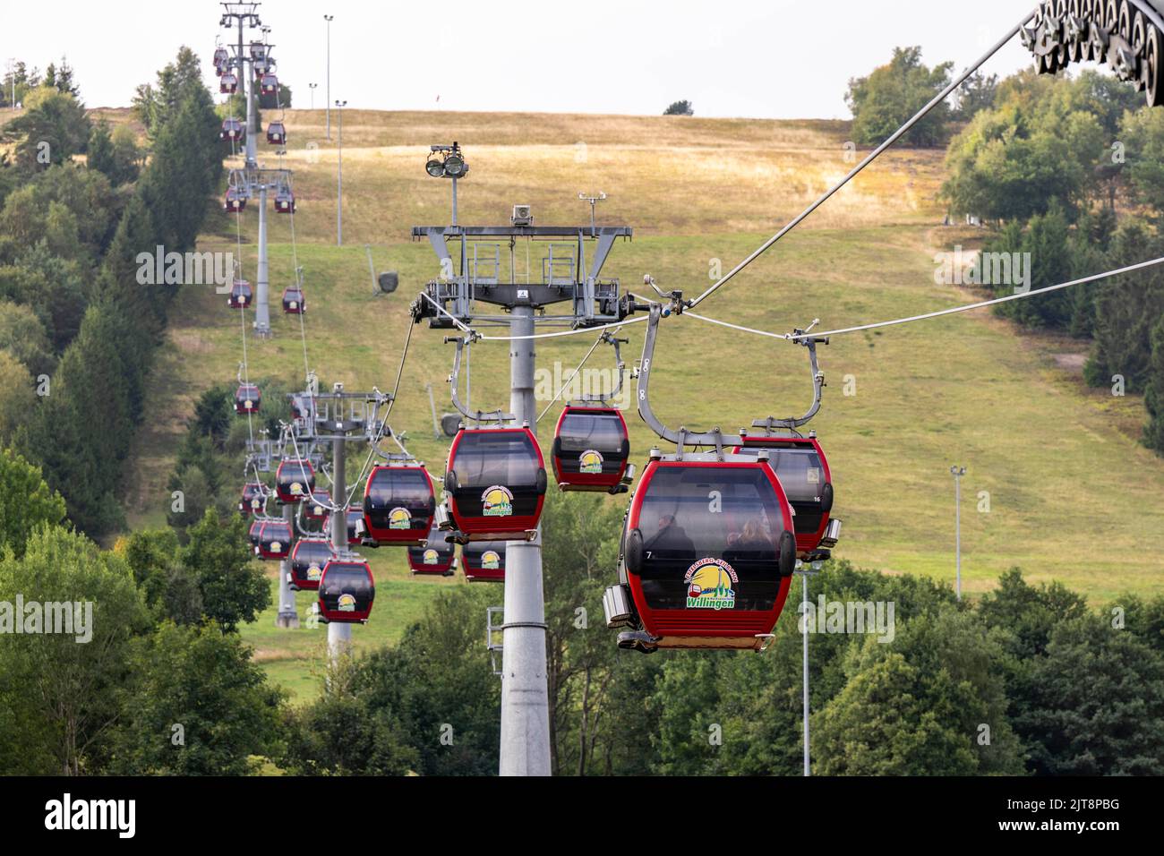 Willingen, Germany. 28th Aug, 2022. People ride up to the summit in the ...