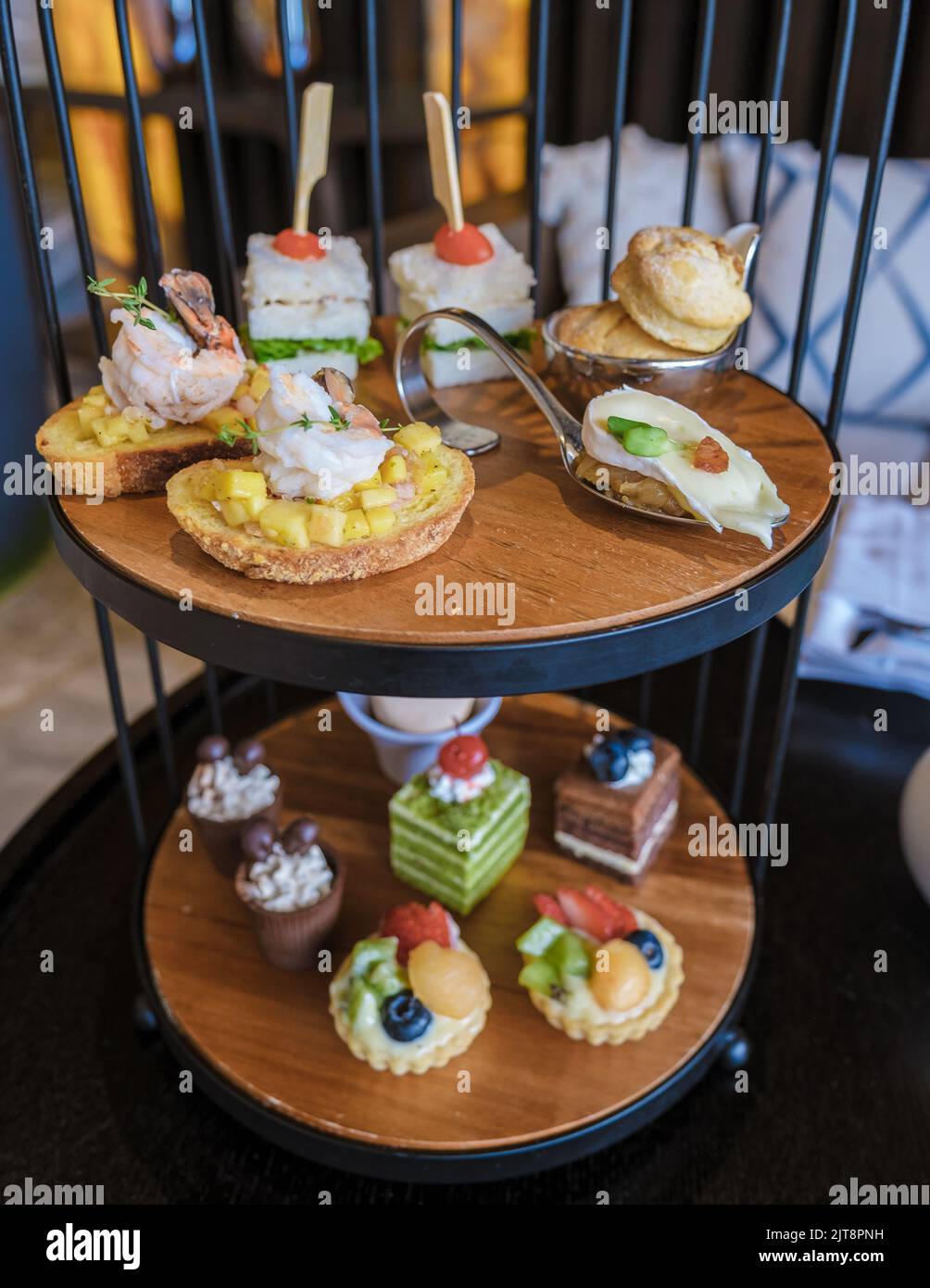 Luxury high tea with snacks and tea in a luxury hotel Stock Photo - Alamy