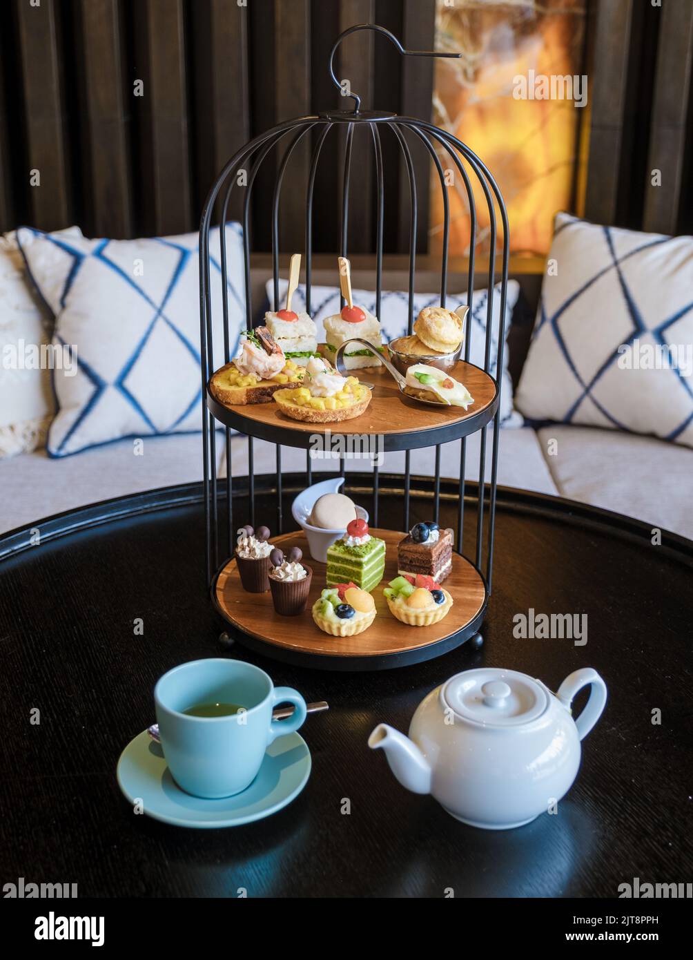 Luxury high tea with snacks and tea in a luxury hotel Stock Photo - Alamy