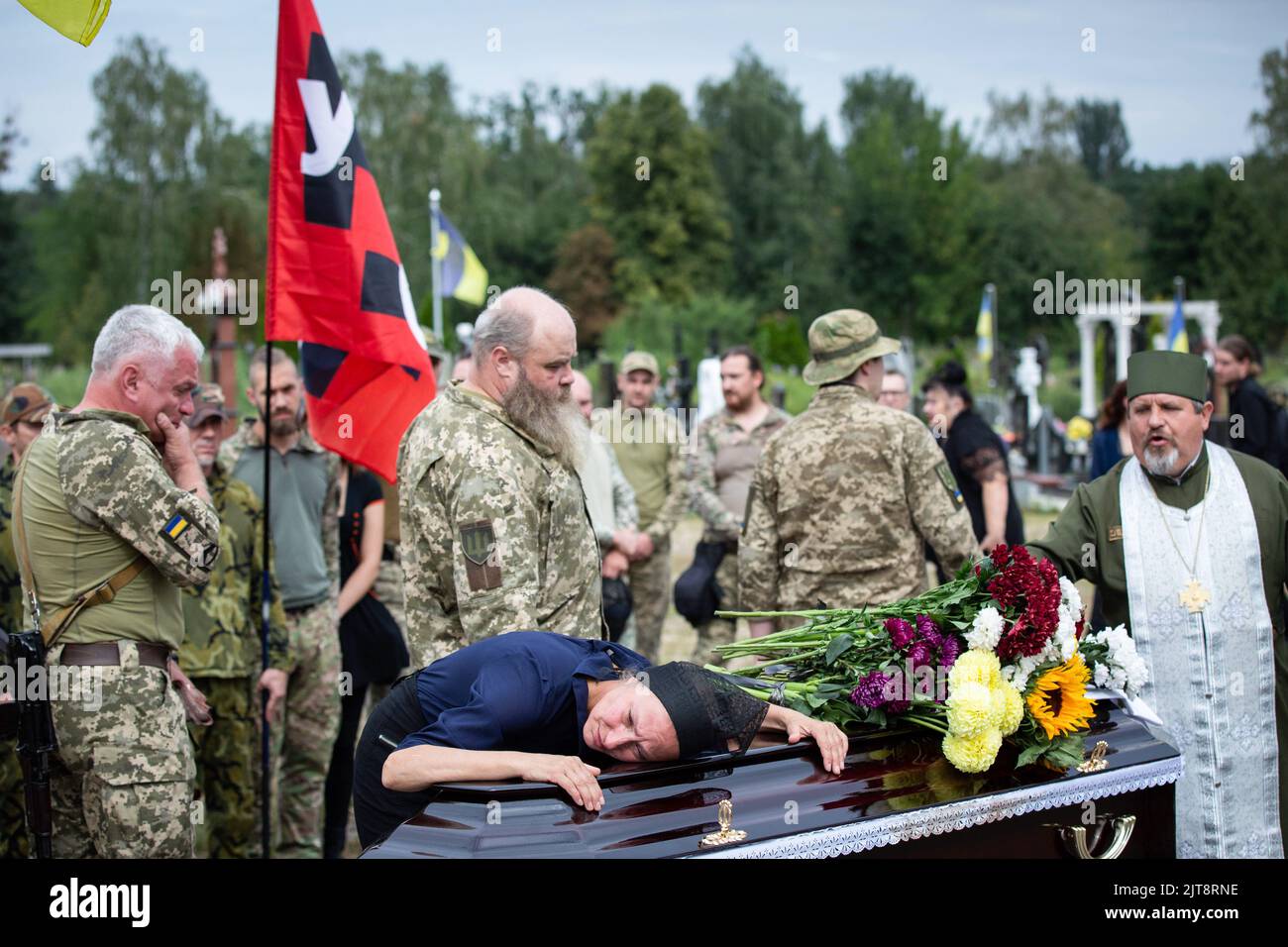 Kyiv, Ukraine. 28th Aug, 2022. A mother of Ukrainian serviceman Roman ...