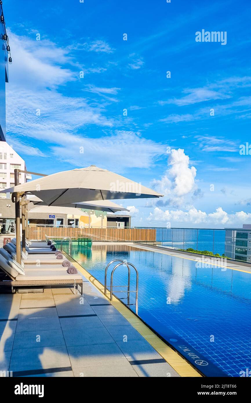 Rooftop swimming pool at a luxury hotel, luxury pool on a rooftop ...
