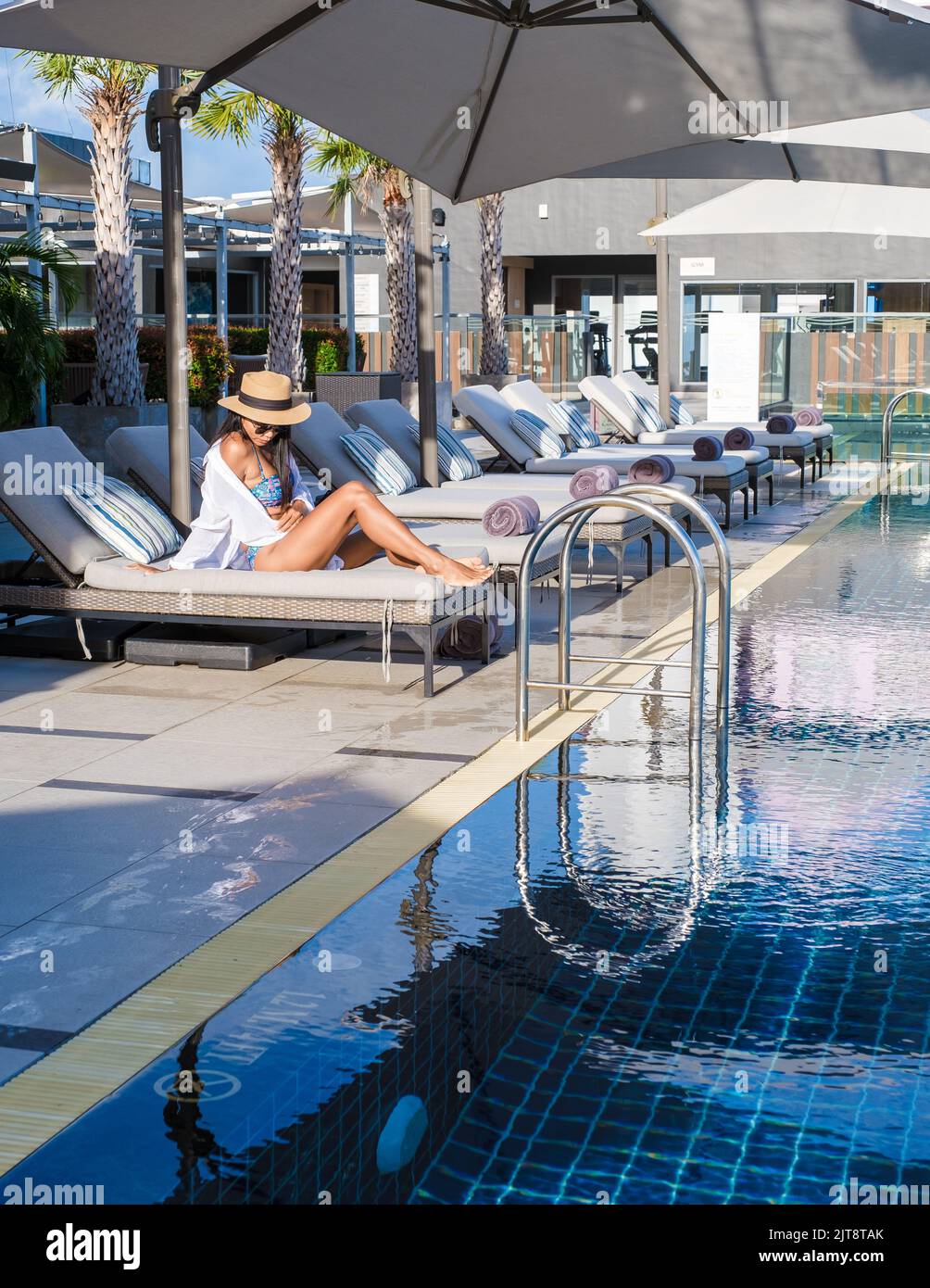 Rooftop swimming pool at a luxury hotel, luxury pool on a rooftop ...