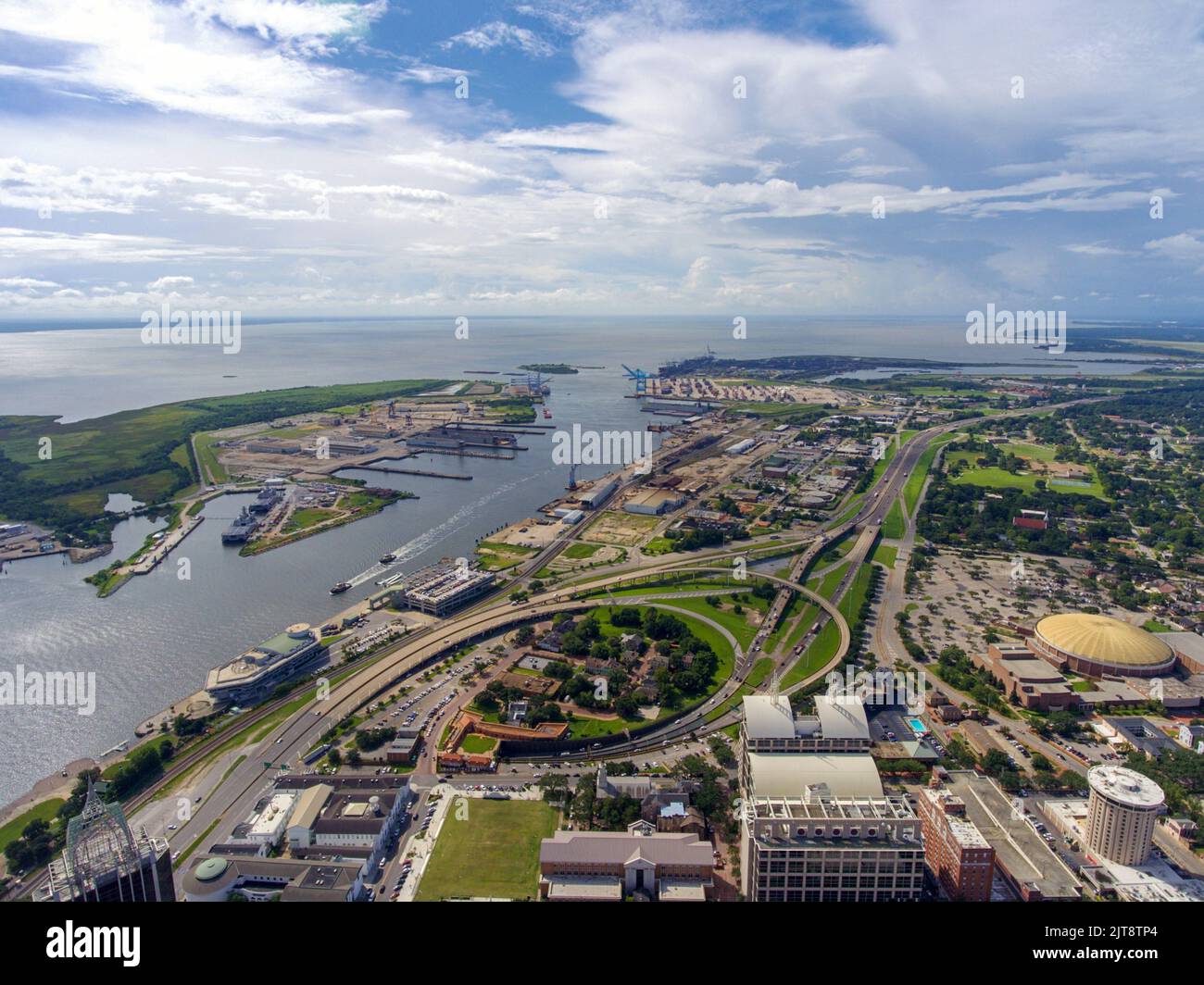Aerial view of the downtown Mobile, Alabama waterfront skyline Stock ...