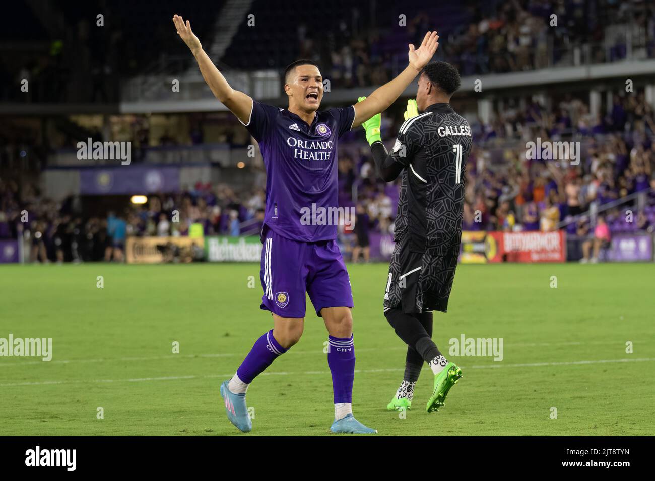 Orlando, USA. 28th Aug, 2022. Cesar Araujo (5 Orlando City) celebrates ...
