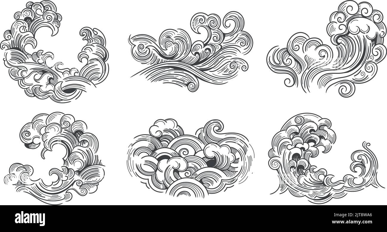 Storm waves sketches Stock Vector Image & Art - Alamy