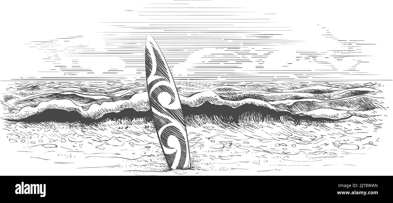 Beach panorama sketch Stock Vector Image & Art - Alamy