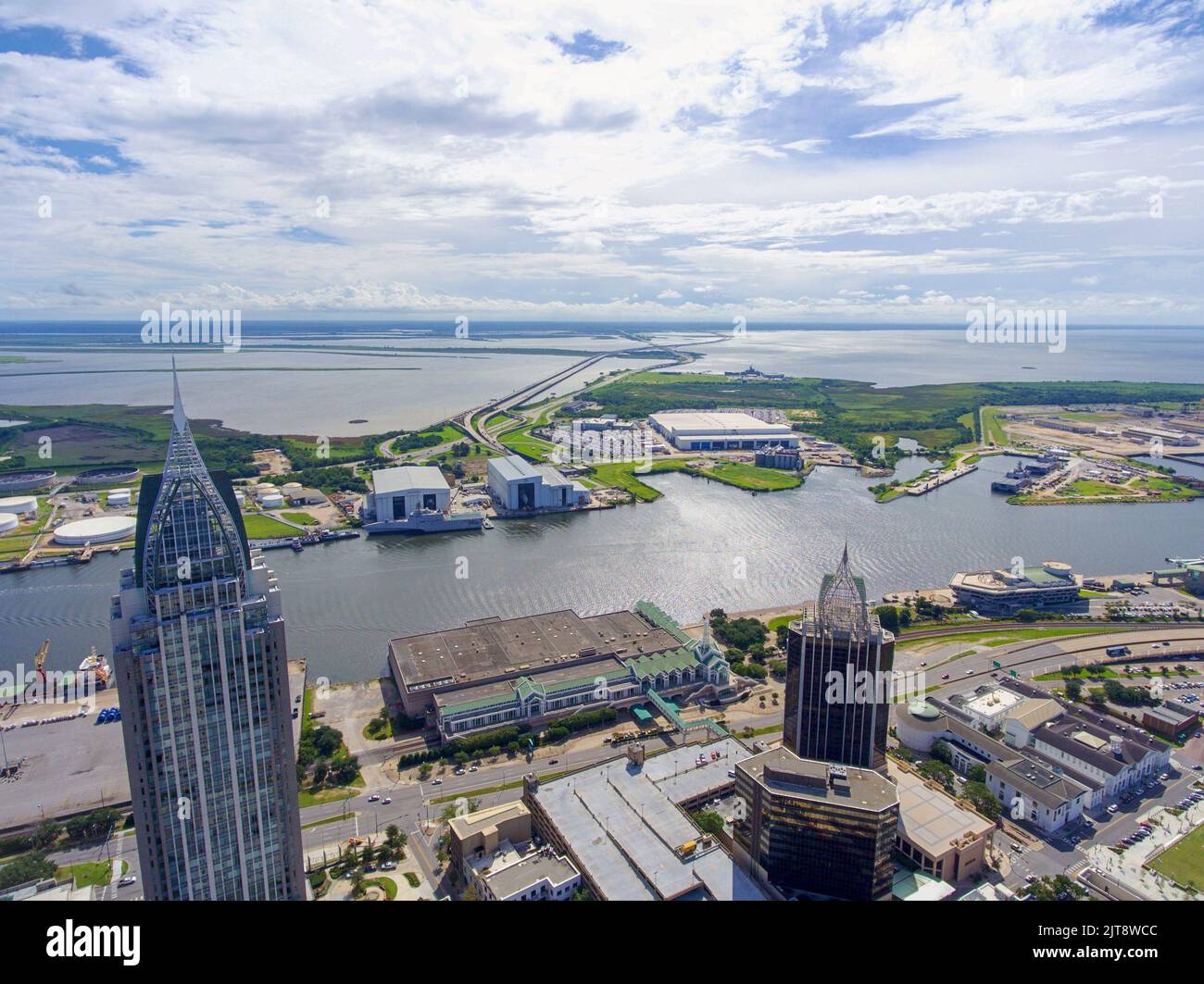 Aerial view of the downtown Mobile, Alabama waterfront skyline Stock ...