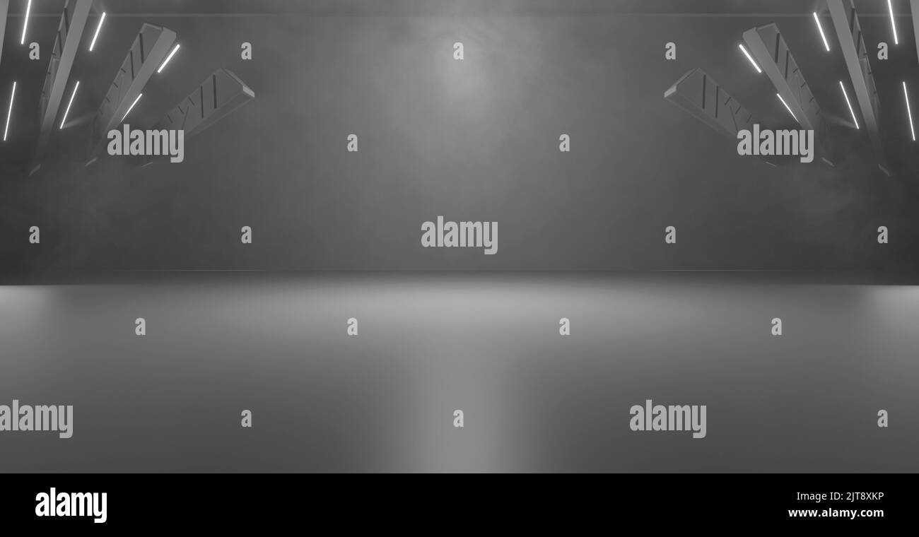 Fantastic Dystopian Empty Smoke Dark Concert Abstract Background 3D Illustration Stock Photo - Alamy