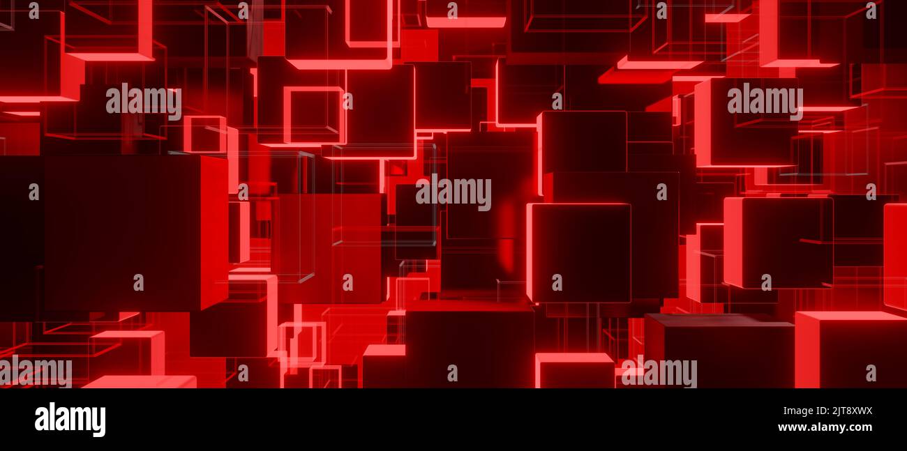 Red abstract background light squares 3d render Stock Photo - Alamy