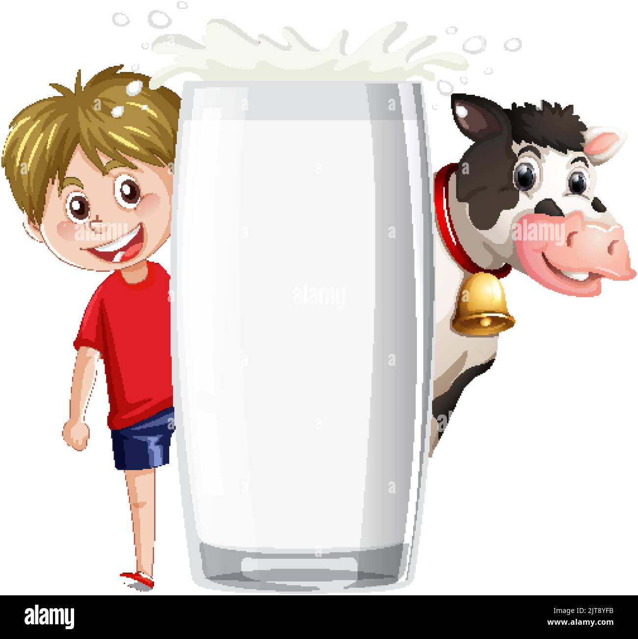A glass of milk with cartoon character illustration Stock Vector Image ...
