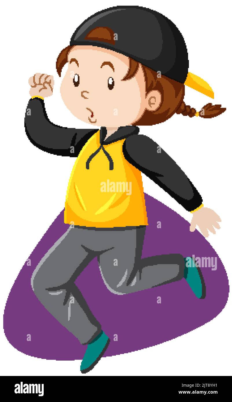 Active girl simple cartoon character illustration Stock Vector Image ...