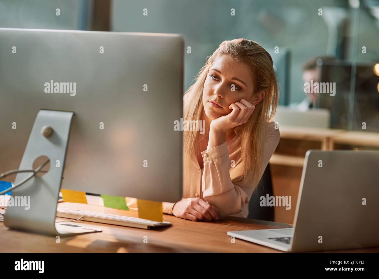 Exhausted young woman office desk hi-res stock photography and images ...