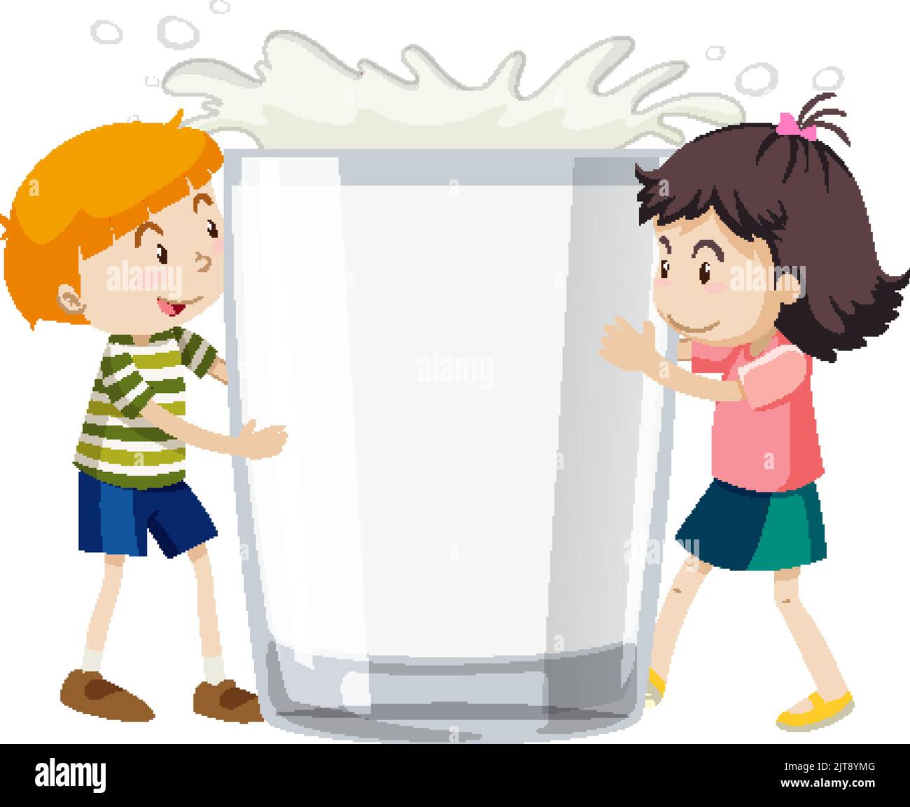 A glass of milk with cartoon character illustration Stock Vector Image ...