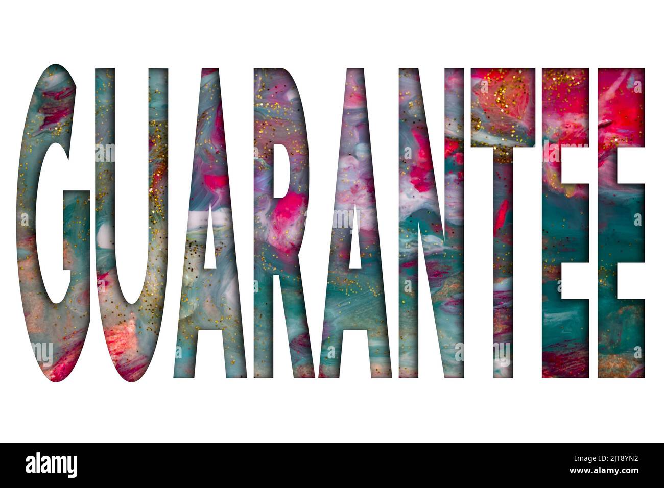 Abstract Natural Luxury art, fluid painting with Guarantee text ...