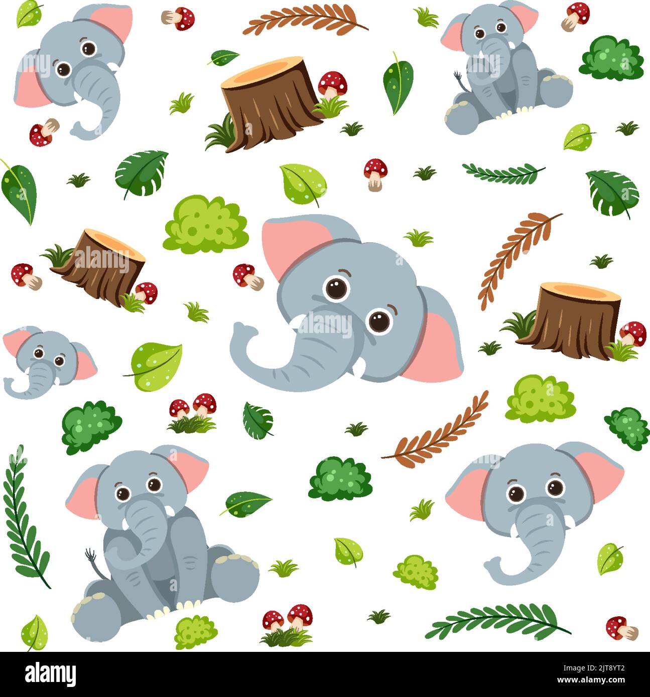 Elephant cute animal seamless pattern illustration Stock Vector Image ...