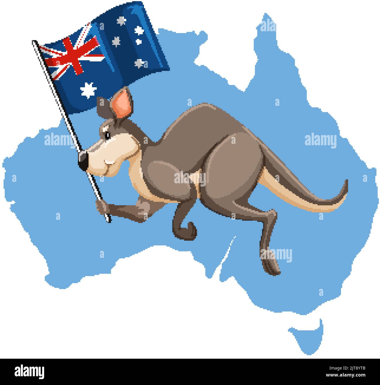 Wallaby Australian Animal Cartoon illustration Stock Vector Image & Art ...