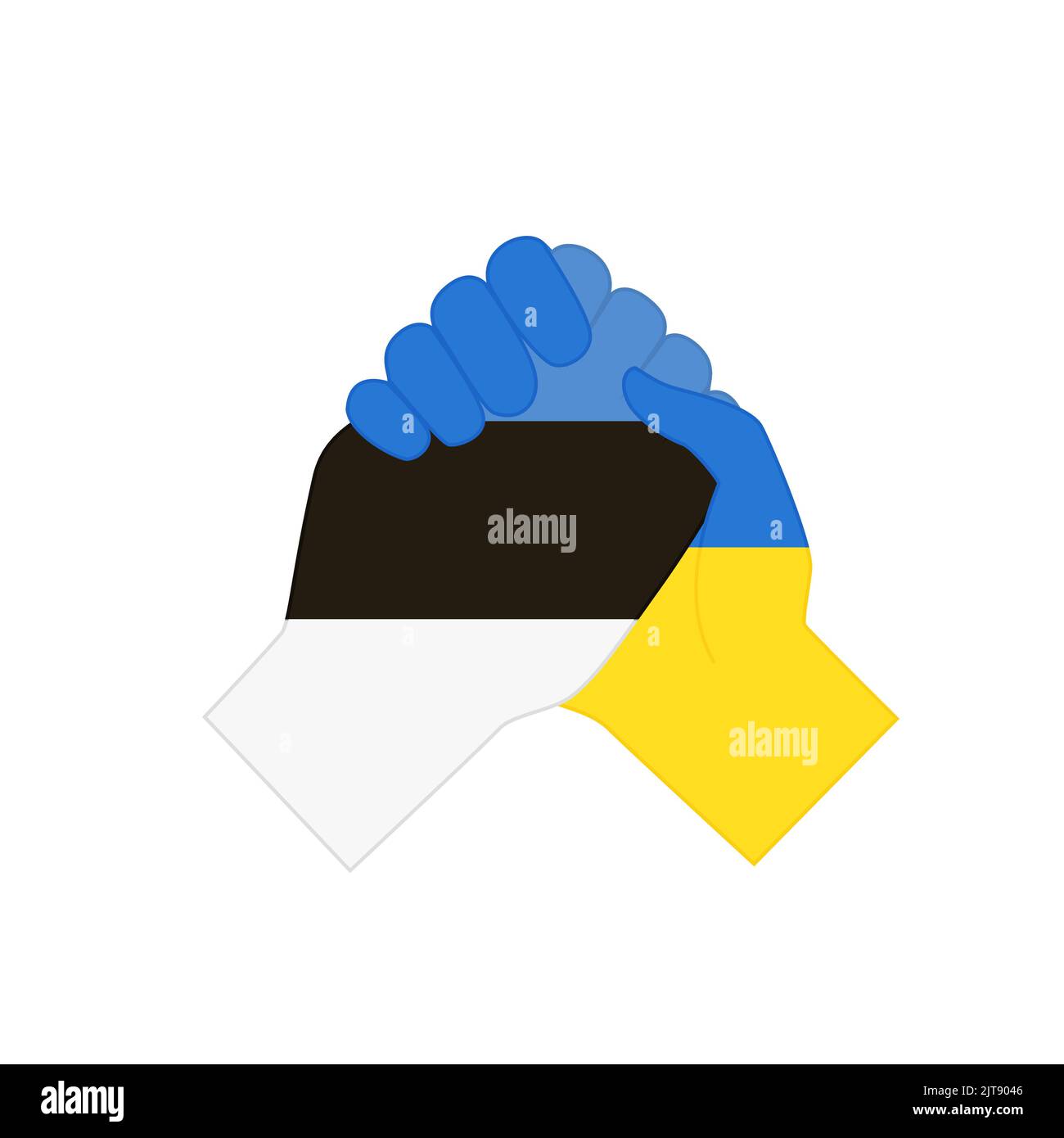 Partner handshake with flags of Ukraine and Estonia. Support, help ...