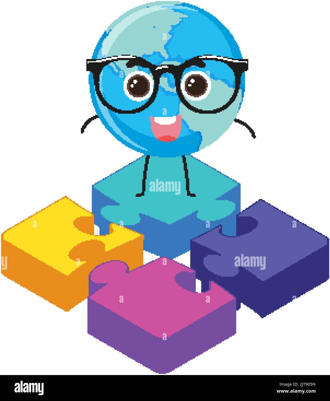 Jigsaw pieces with cartoon character illustration Stock Vector Image ...