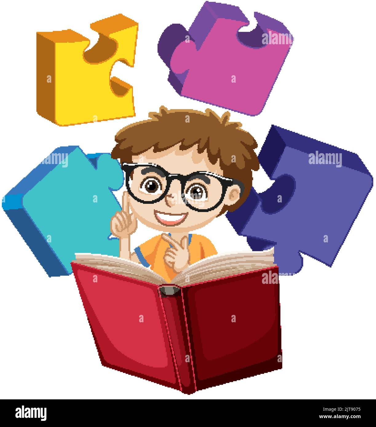 Jigsaw pieces with cartoon character illustration Stock Vector Image ...