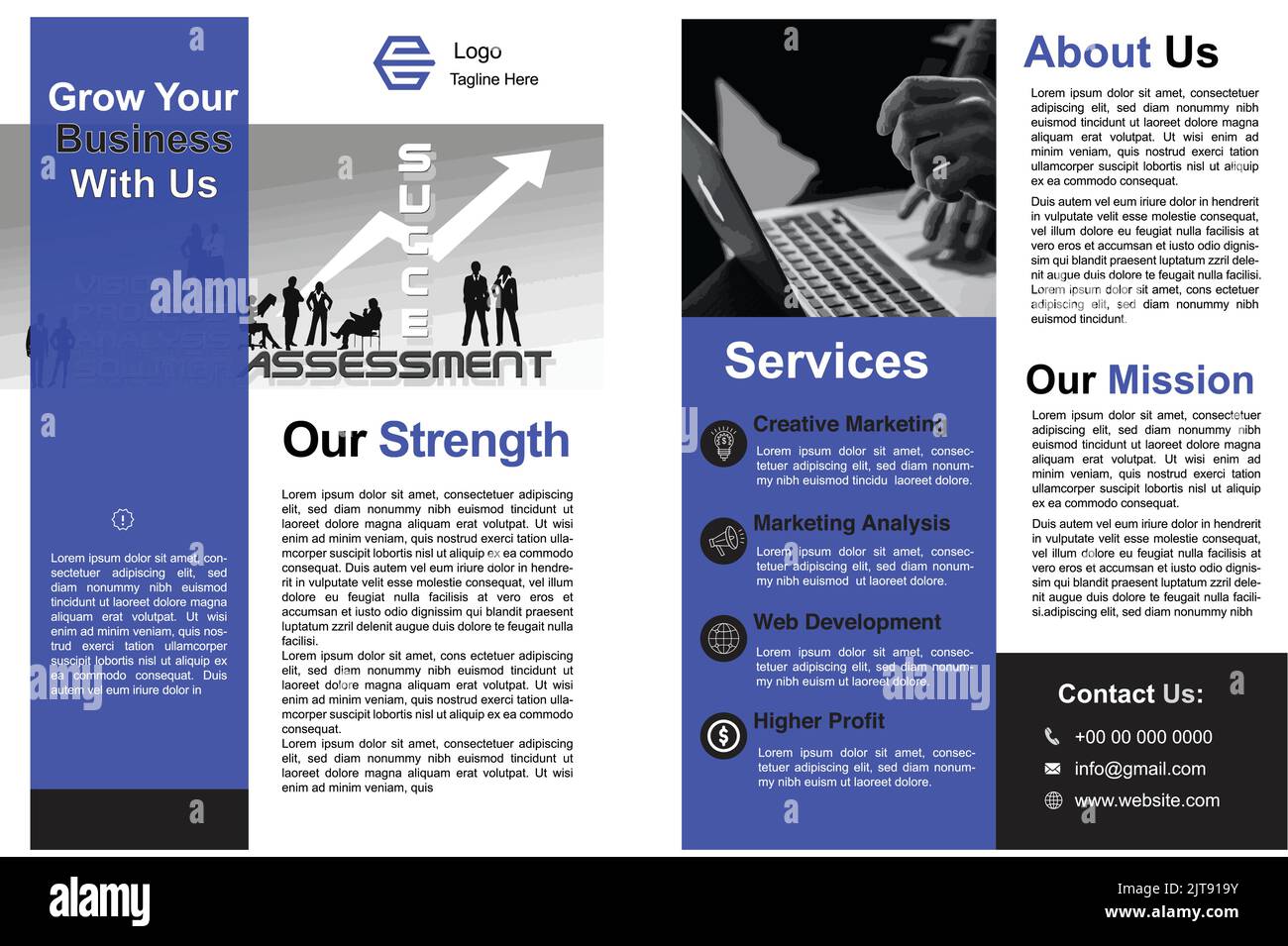 business flyer design template in blue color vector flyer for business ...