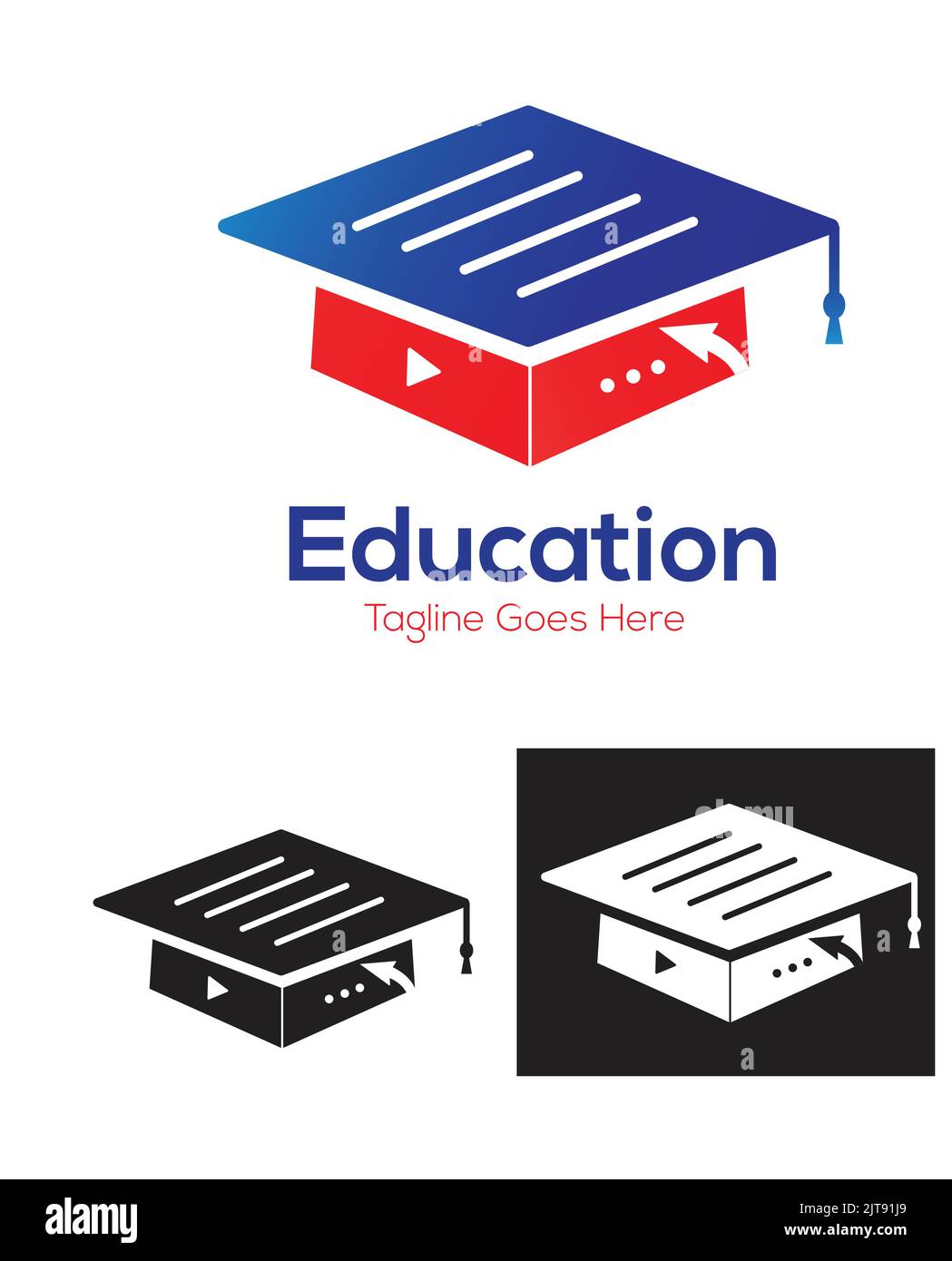 online education logo with notebook video and arrow symbol vector logo ...