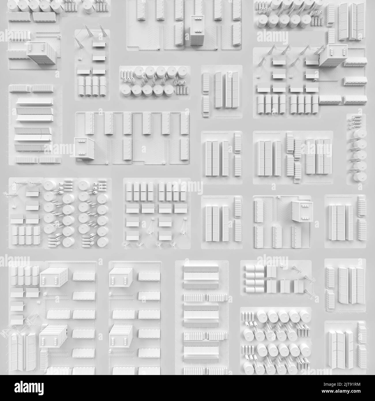 3d rendering white industry model or smart industrial estate park with ...